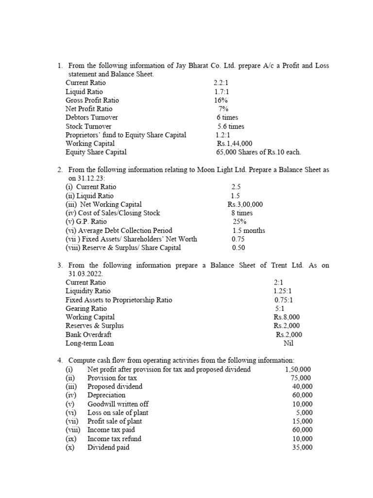 FRFSA INTERNAL Suggested Questions | PDF | Dividend | Balance Sheet