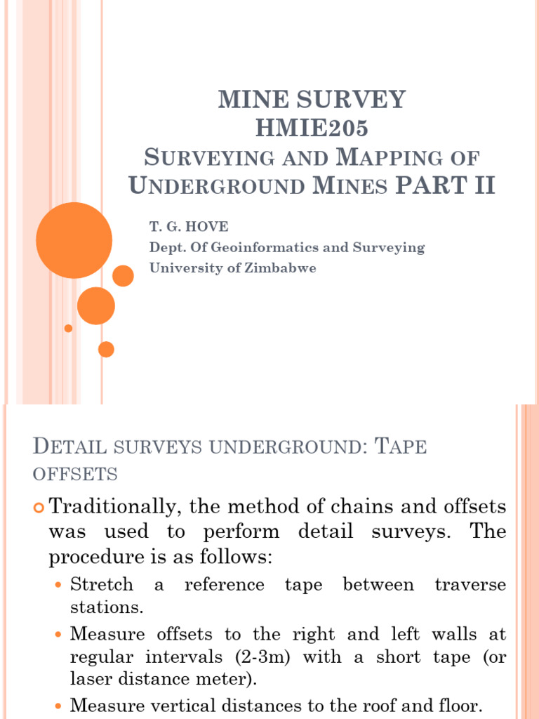 MINE SURVEY (GES404) - Surveying and Mapping Underground PART 2 | PDF | Surveying | Metrology