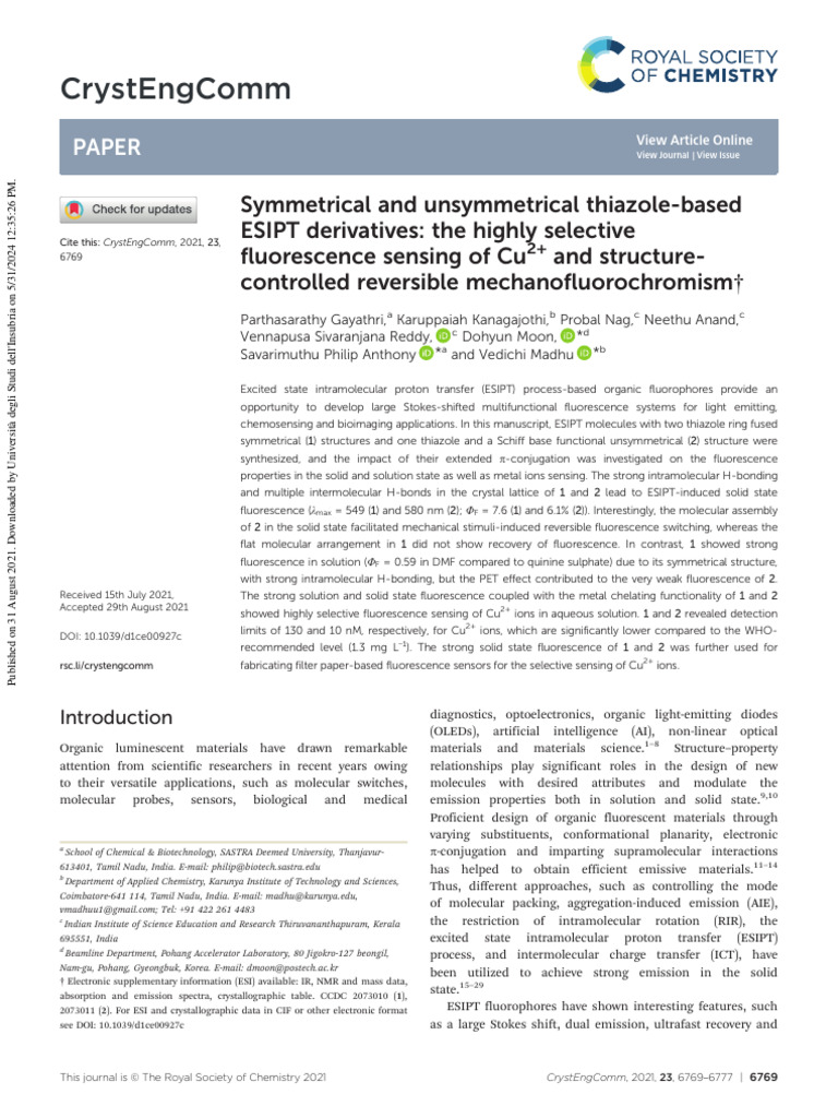 Crystengcomm: Paper | PDF | Hydrogen Bond | Fluorescence