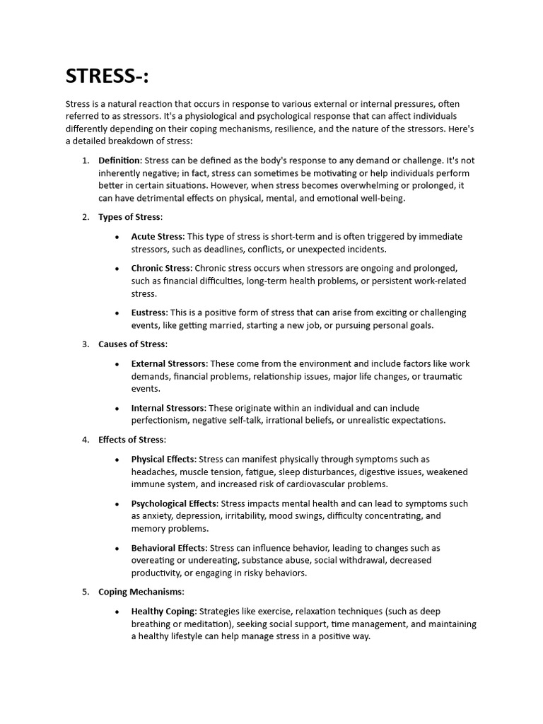 Health Psychology Unit 1 | PDF | Stress (Biology) | Cortisol