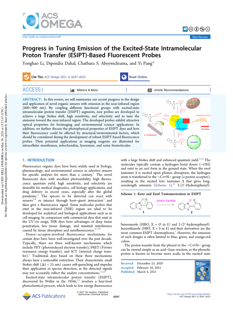 Li Et Al 2021 Progress in Tuning Emission of The Excited State ...