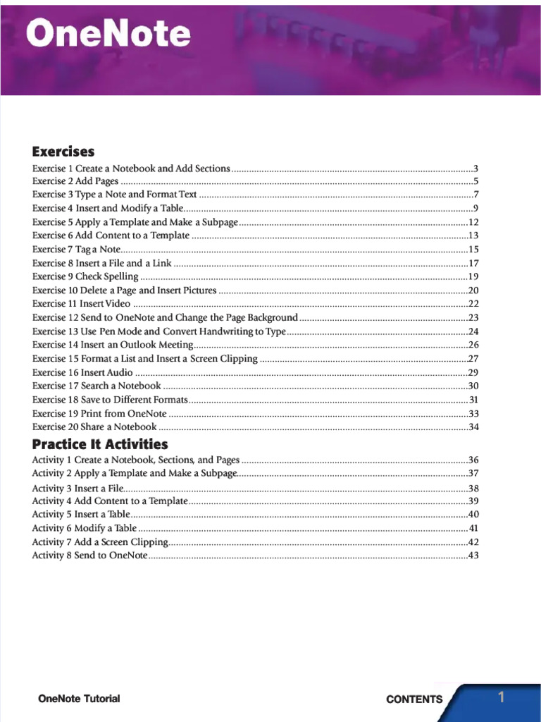 OneNote 2010 Tutorial and Exercises | PDF | Metre (Poetry) | Cursor (User Interface)