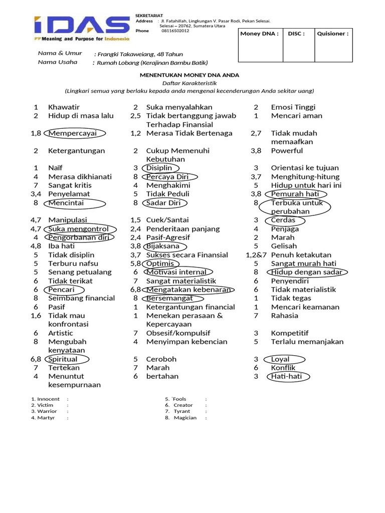 Form DISC Baru - WUBI | PDF
