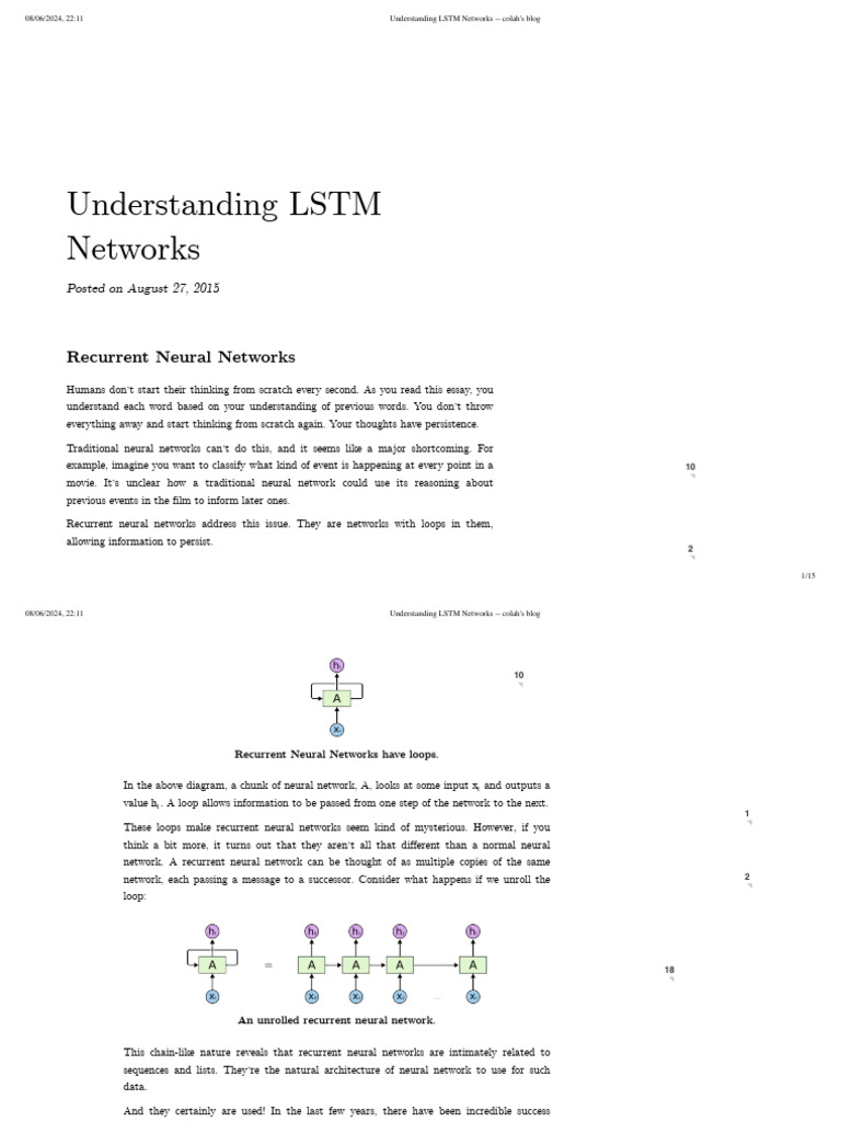 Understanding LSTM Networks - Colah's Blog | PDF | Learning | Machine Learning