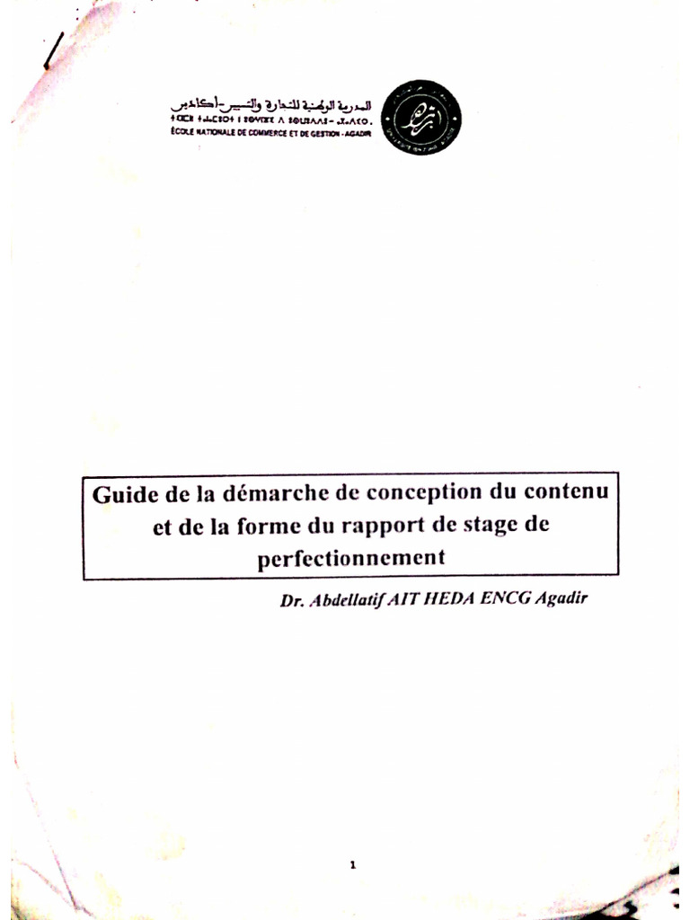 Guide Rapport Stage de Perfectionnement S8 | PDF