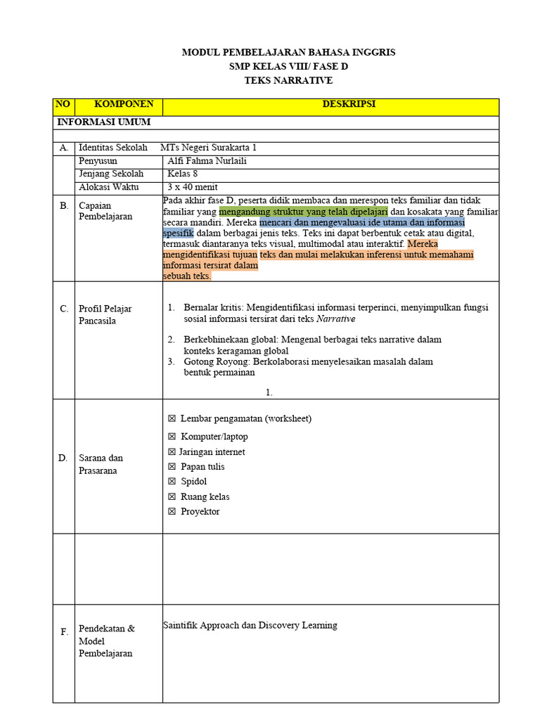 Modul Ajar Kelas VII | PDF | Karier & Perkembangan