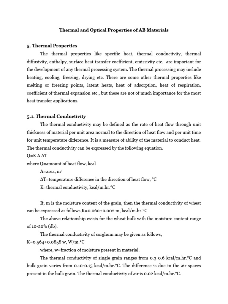 Thermal and Optical Properties of AB Materials | PDF | Heat | Heat Transfer