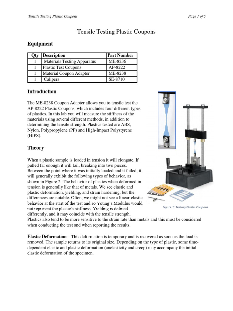 Tensile Testing of Plastic Coupons Lab 4 | Download Free PDF ...