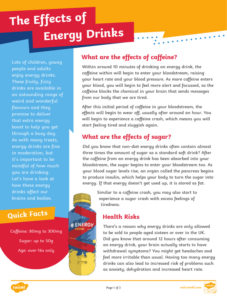 Energy Drink Effects for Parents | PDF | Caffeine | Drink