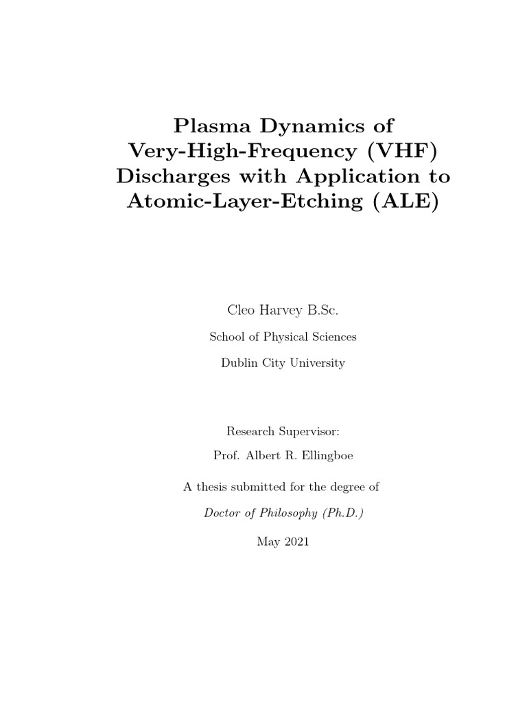 Cleo-Harvey PHd-Thesis 2021 | PDF | Plasma (Physics) | Electron