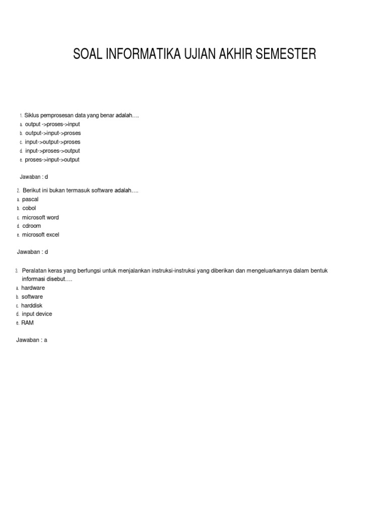 SOAL Informatika Kelas 10 _Ujian Semester 2 Tahun 2024 | PDF
