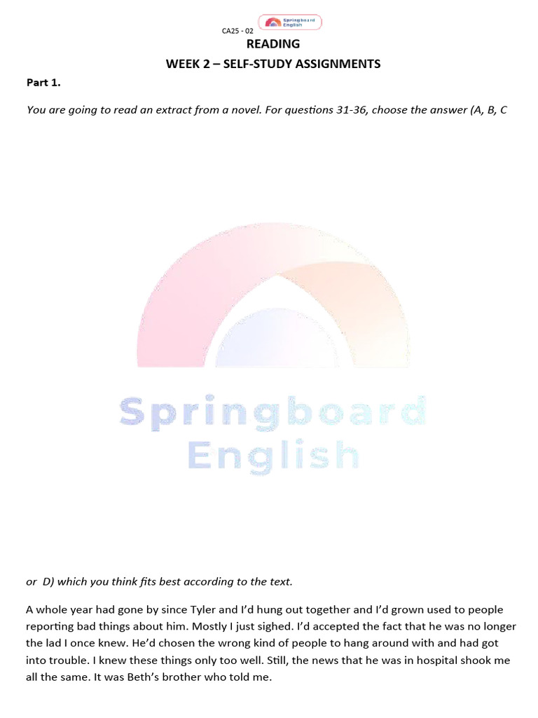 Self-Study Reading Assignments Guide | PDF | Language Arts & Discipline