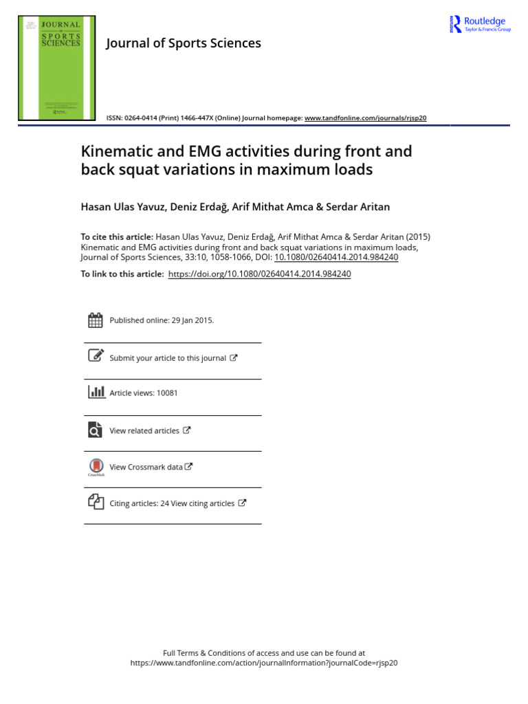 Kinematic and EMG Activities During Front and Back Squat Variations in ...
