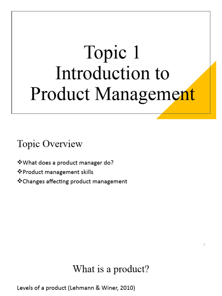 Topic 1 Introduction To Product Management | PDF | Marketing | Brand