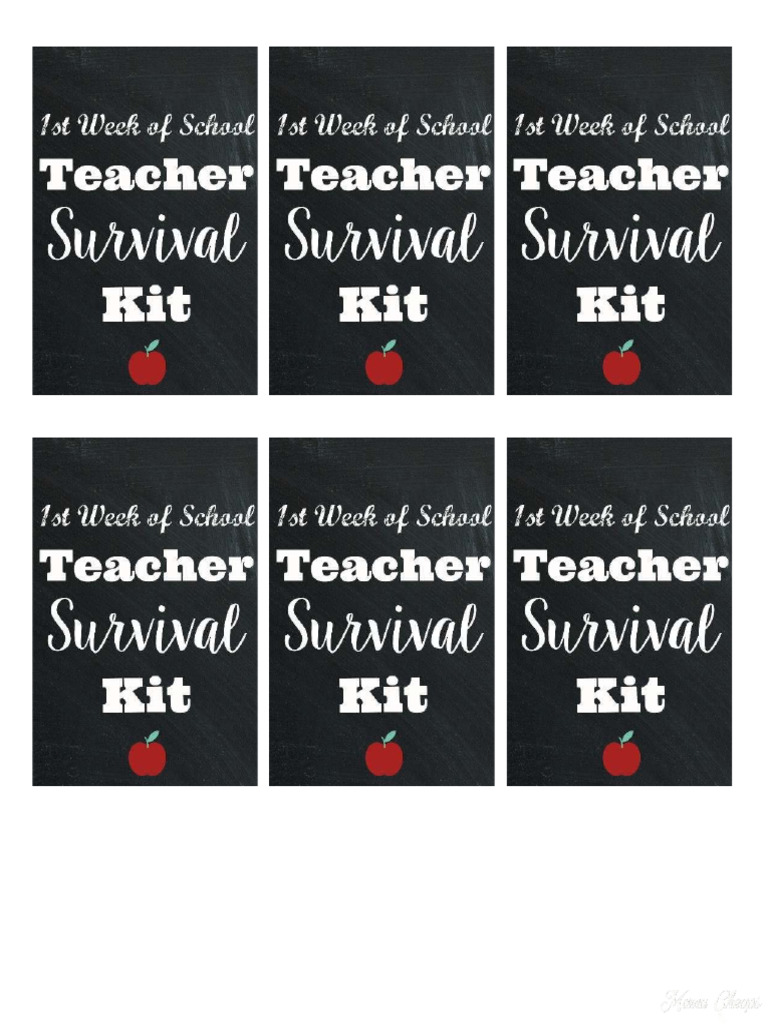 Teacher Survival Kit Tags | PDF