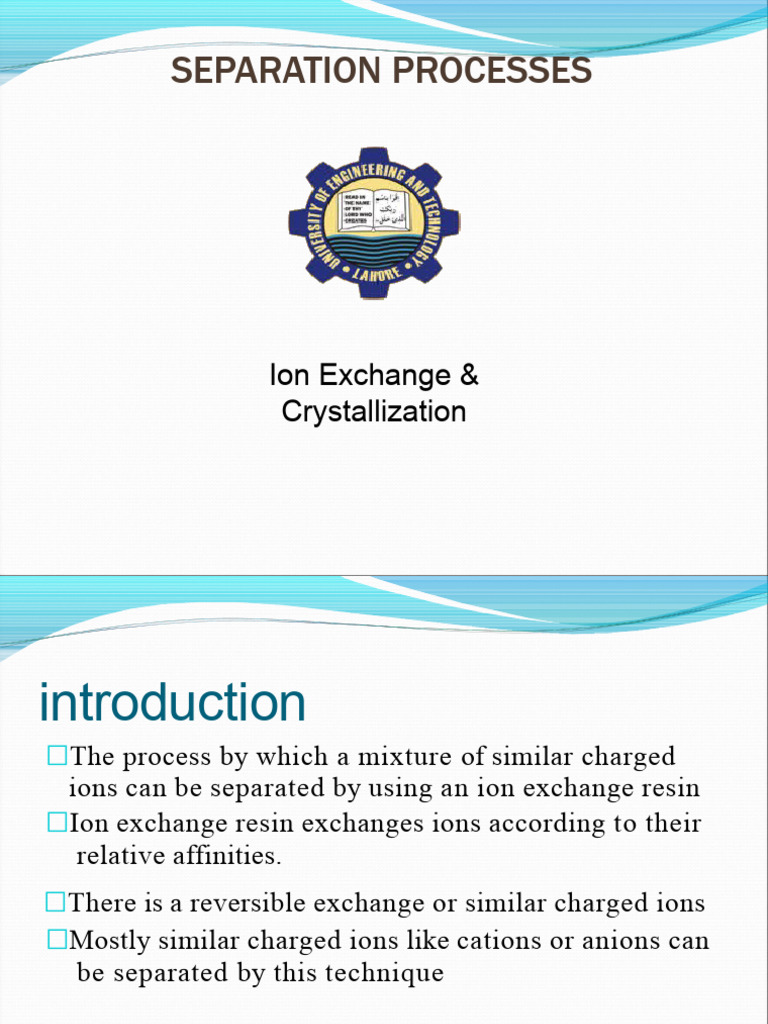 Ion Exchange & Crystallization Guide | PDF | Ion Exchange | Ion