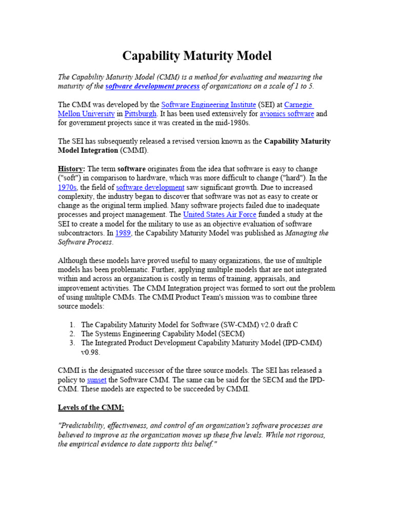 Capability Maturity Model | PDF | Software Engineering | Business