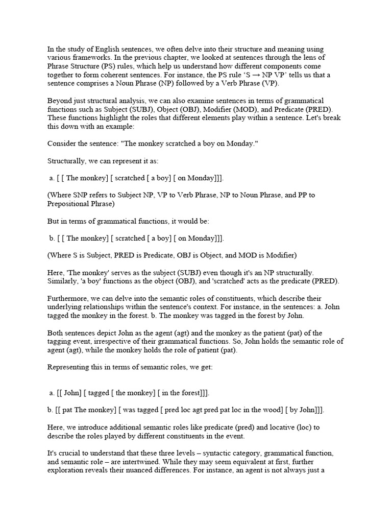 Chapter 4 Grammatical Functions | PDF | Subject (Grammar) | Clause