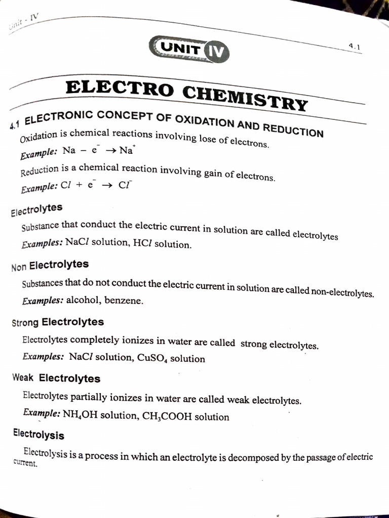 Chem Unit 4 in Eng -1 | PDF | Electrolyte | Redox
