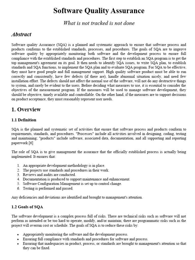 Software Quality Assurance | PDF | Software Quality | Reliability Engineering
