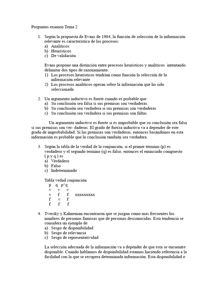 Preguntas examen Tema 2 | PDF | Razonamiento inductivo | Causalidad