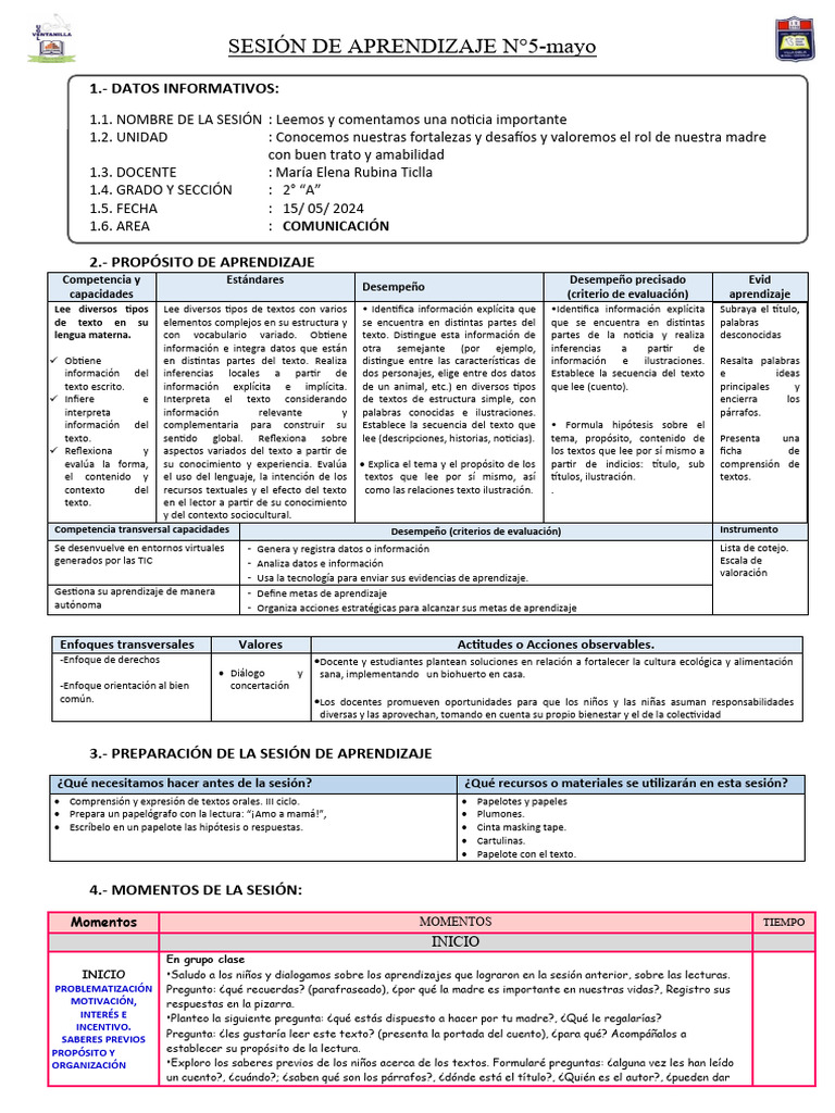 15-05-Ses-Com-Leemos y Comentamos Una Noticia Importante | PDF | Aprendizaje | Gemelo