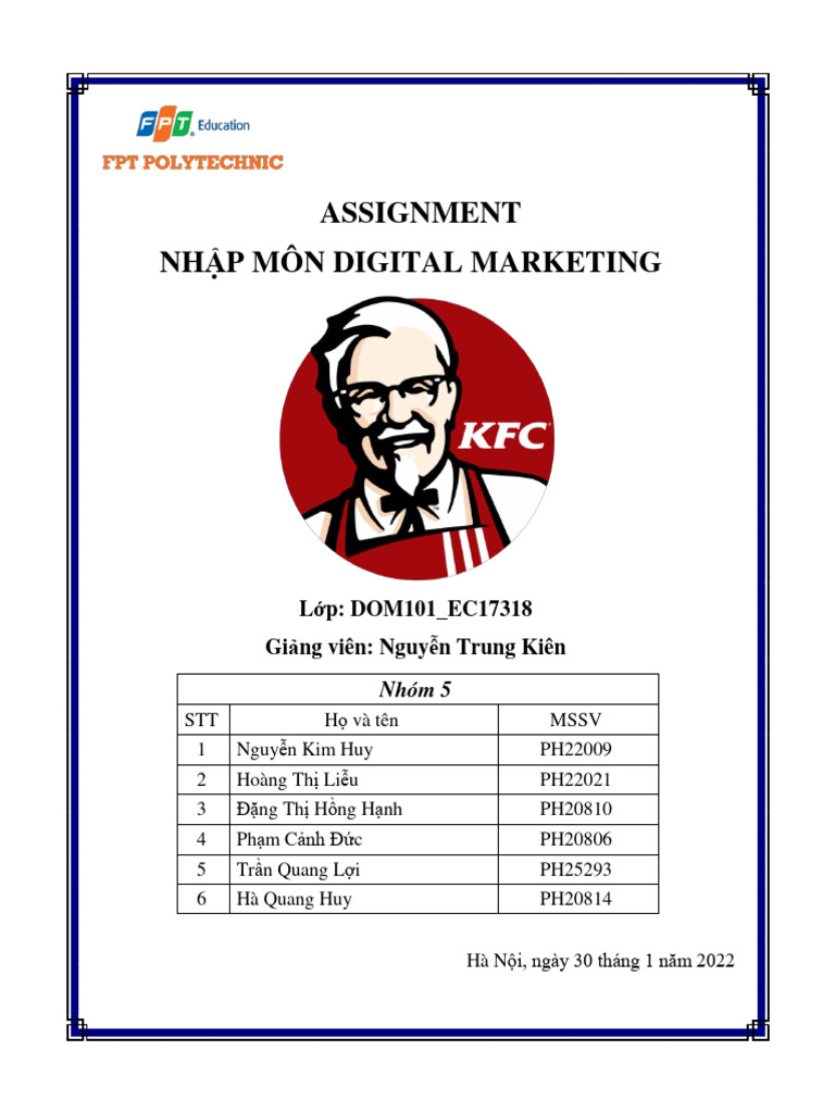 EC17318 - DOM101 - Nhóm 5 - KFC - Kiennt | PDF