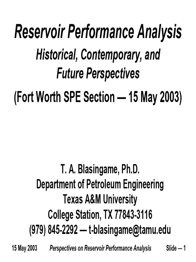 Reservoir Performance Analysis 1680705920 | PDF | Petroleum Reservoir ...