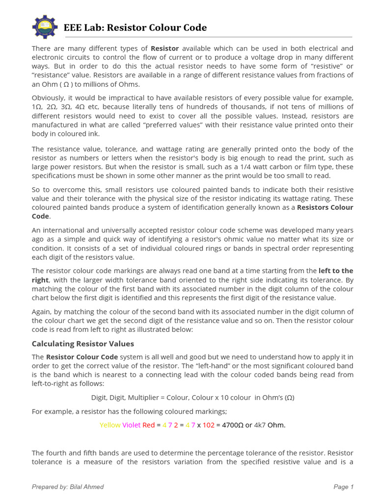 R1-Resistor Color Code | Download Free PDF | Resistor | Engineering ...