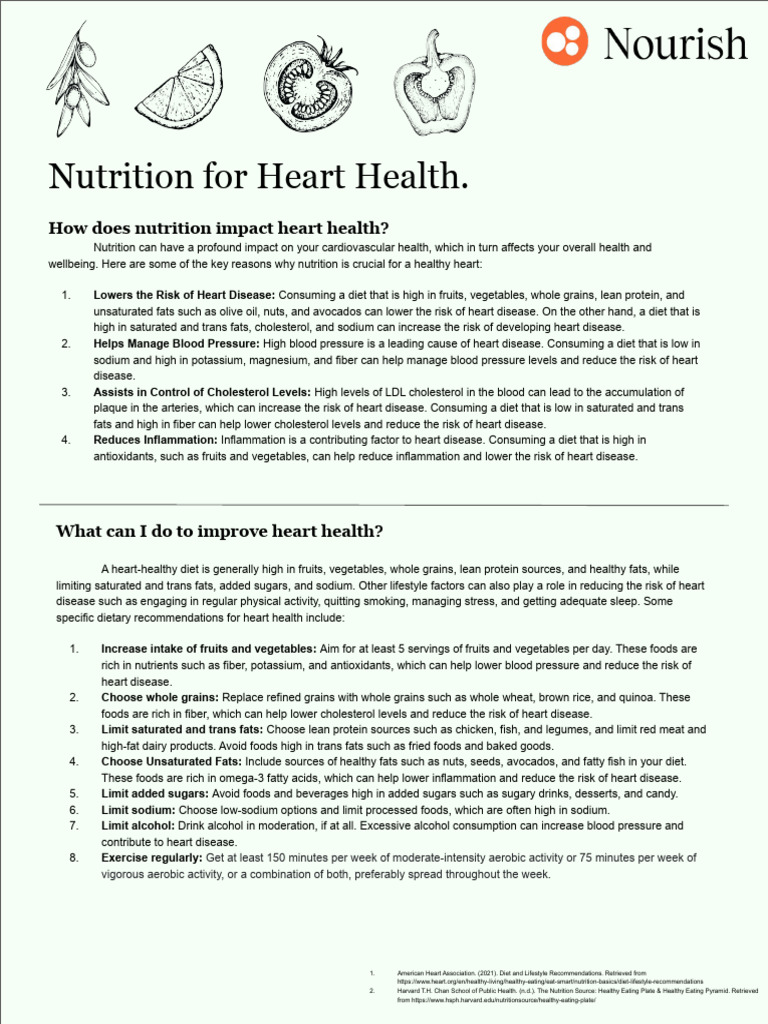 Nutrition For Heart Health | PDF | Cardiovascular Diseases | Fat