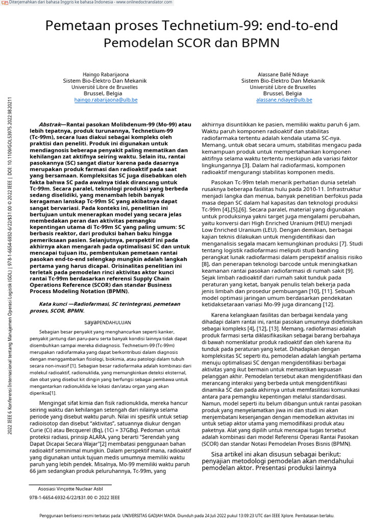 Technetium-99 Process Mapping An End-To-End SCOR and BPMN Modelling - En.id | PDF