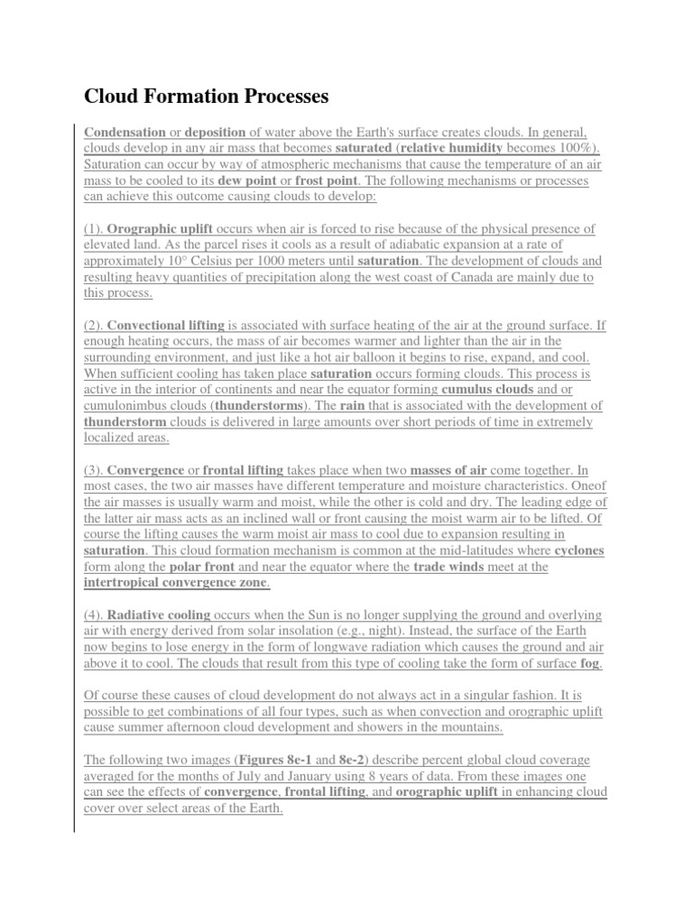 Cloud Formation Processes | Download Free PDF | Cloud | Atmosphere Of Earth
