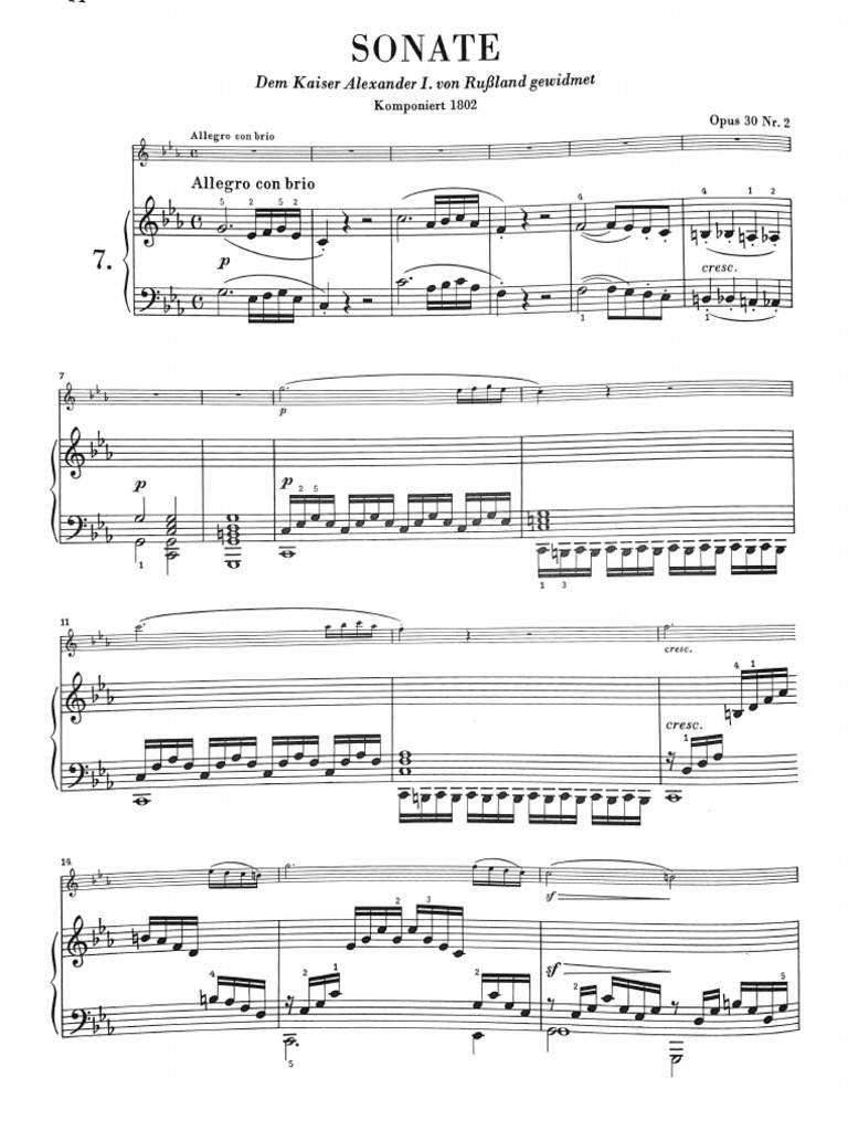 Beethoven violin sonata 7 henle | PDF