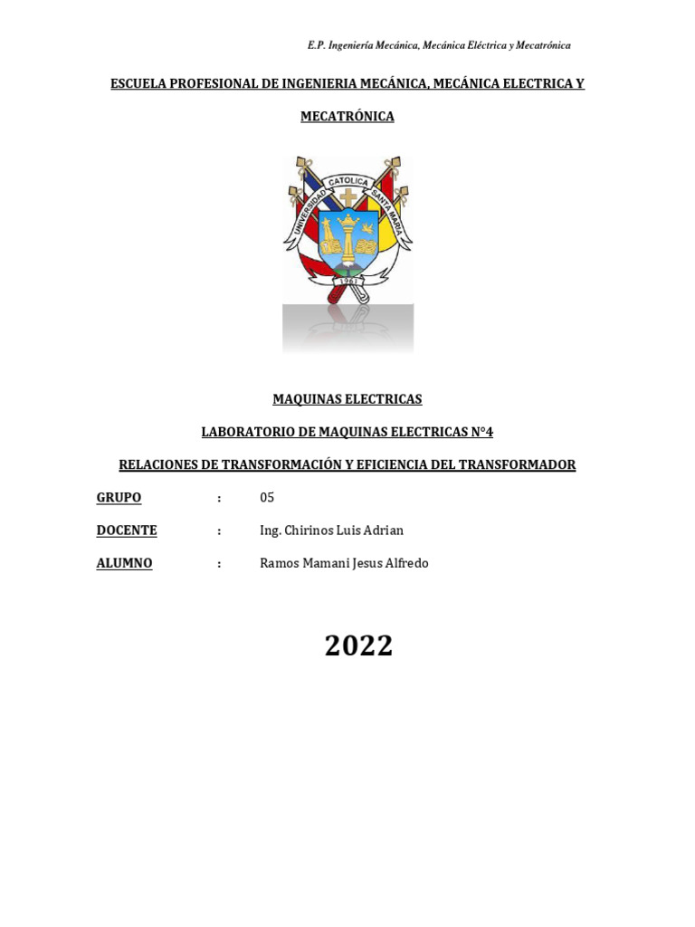 Laboratorio de Maquinas Electricas N4 | PDF | Transformador | voltaje