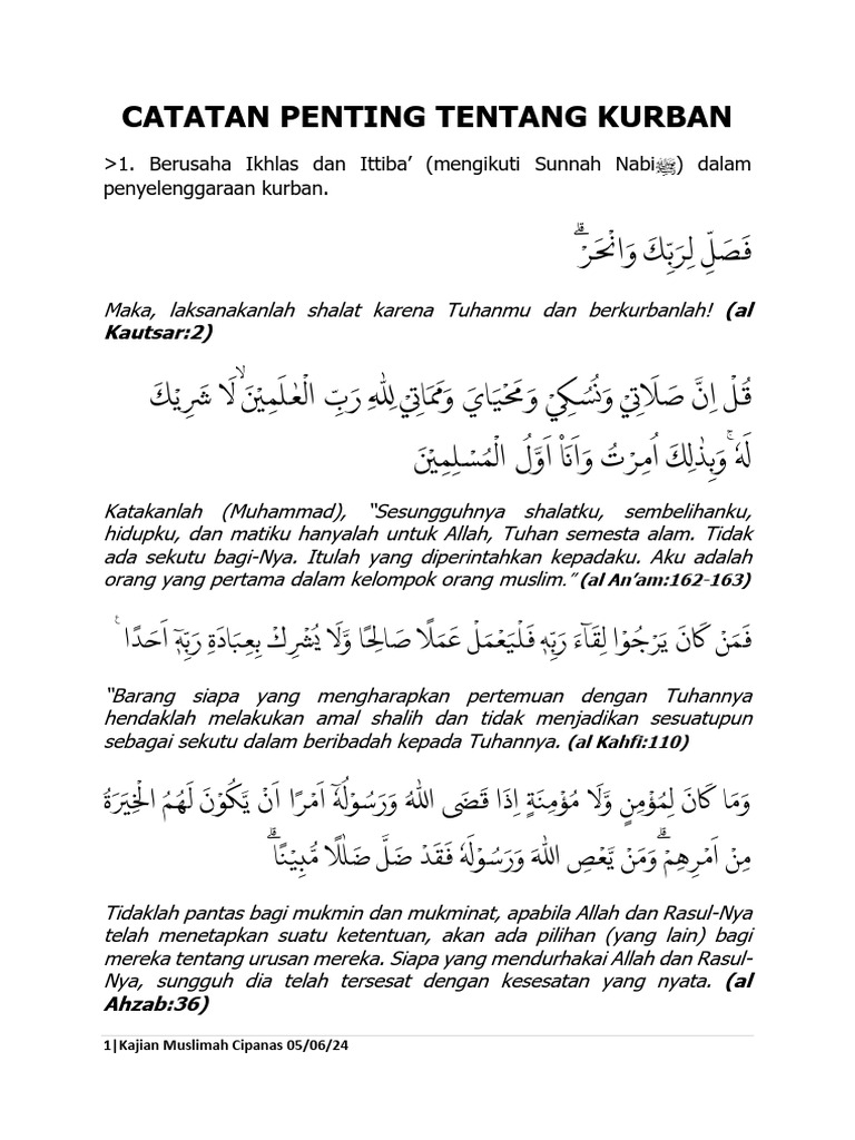 Catatan Penting Tentang Kurban | PDF