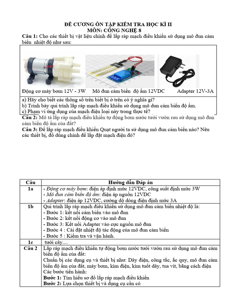 ĐỀ CƯƠNG CN8 | PDF