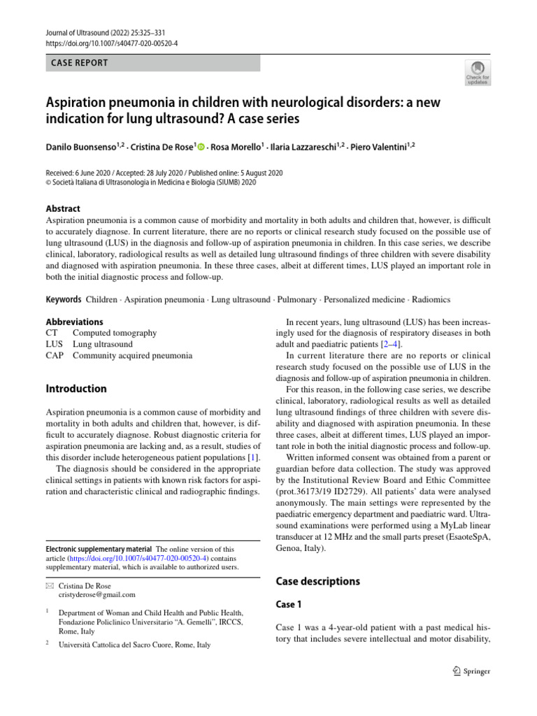 Aspiration Pneumonia in Children With Neurological Disorders A New ...