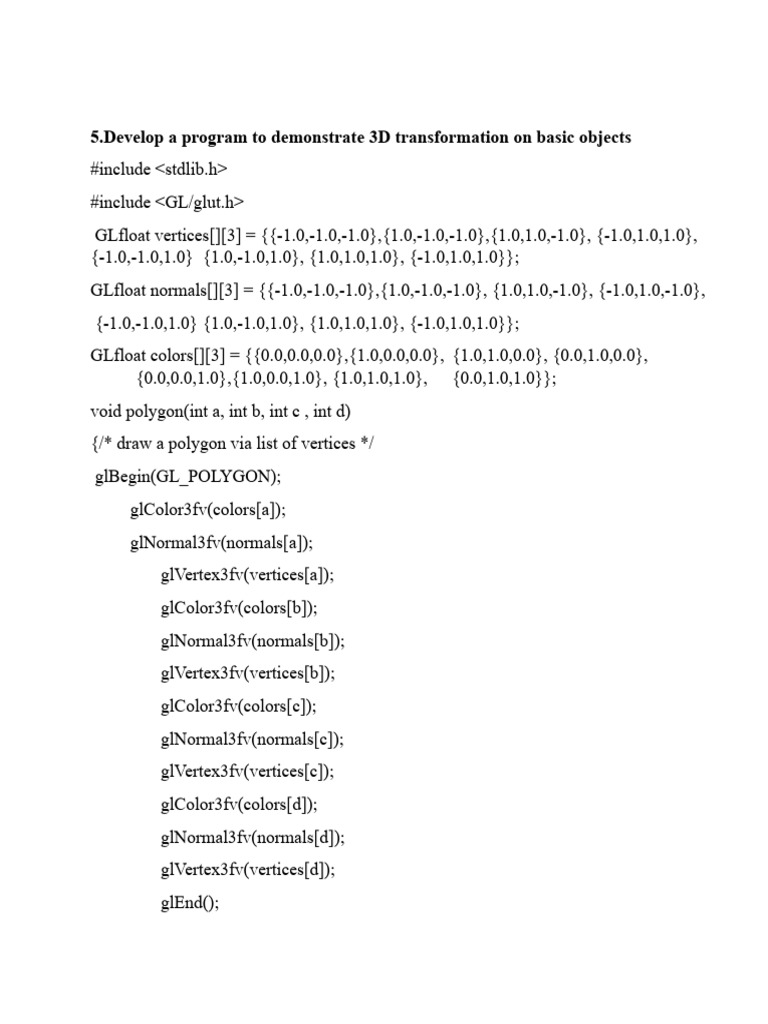 6th Week Lab Program Pdf Vertex Geometry Callback Computer 3988