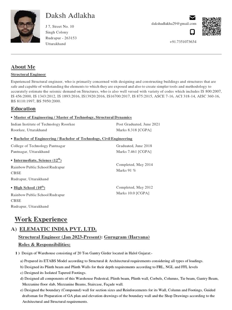 Daksh Adlakha CV | PDF | Deep Foundation | Beam (Structure) Daksh Adlakha CV | PDF | Deep Foundation | Beam (Structure)