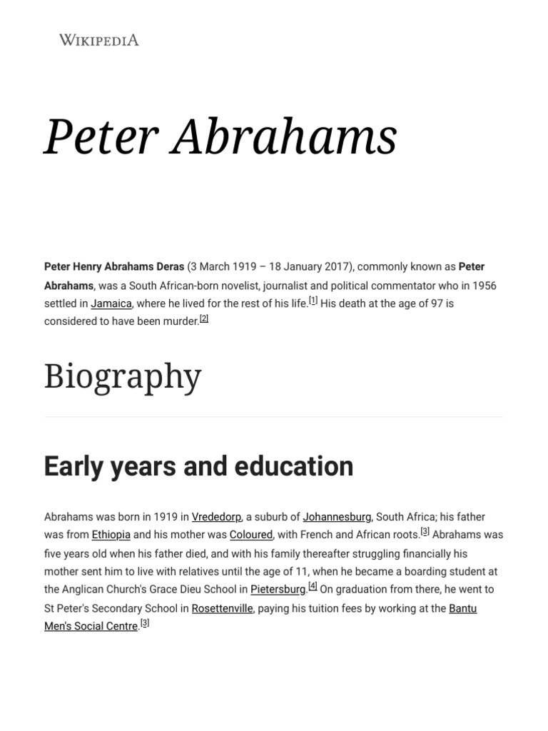 Peter Abrahams - Wikipedia | PDF