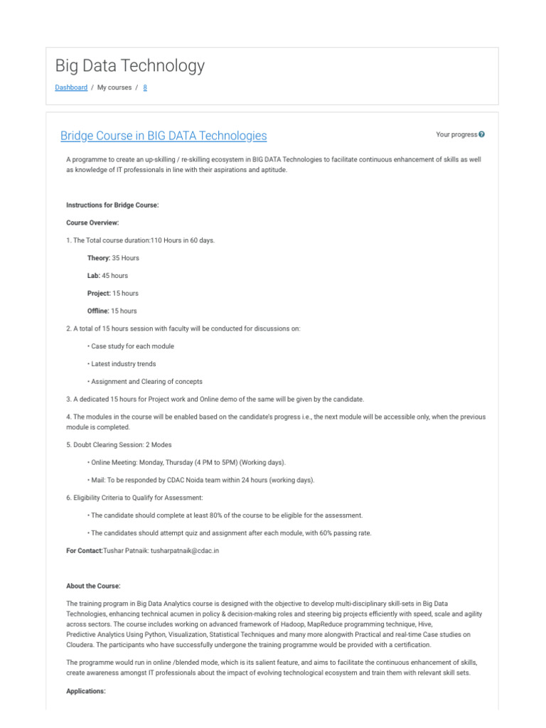 Course - Big Data Technology | PDF | Apache Hadoop | Cluster Analysis