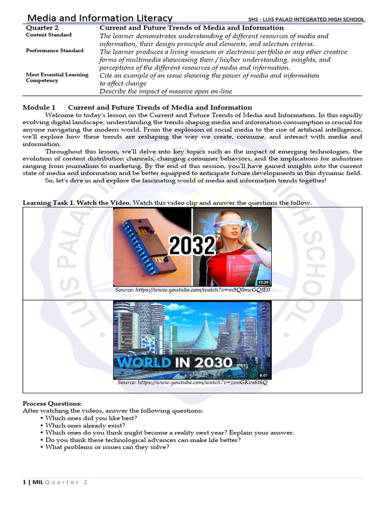 MIL Module Q2 MELCS Based FINAL | PDF | Mass Media | Media (Communication)