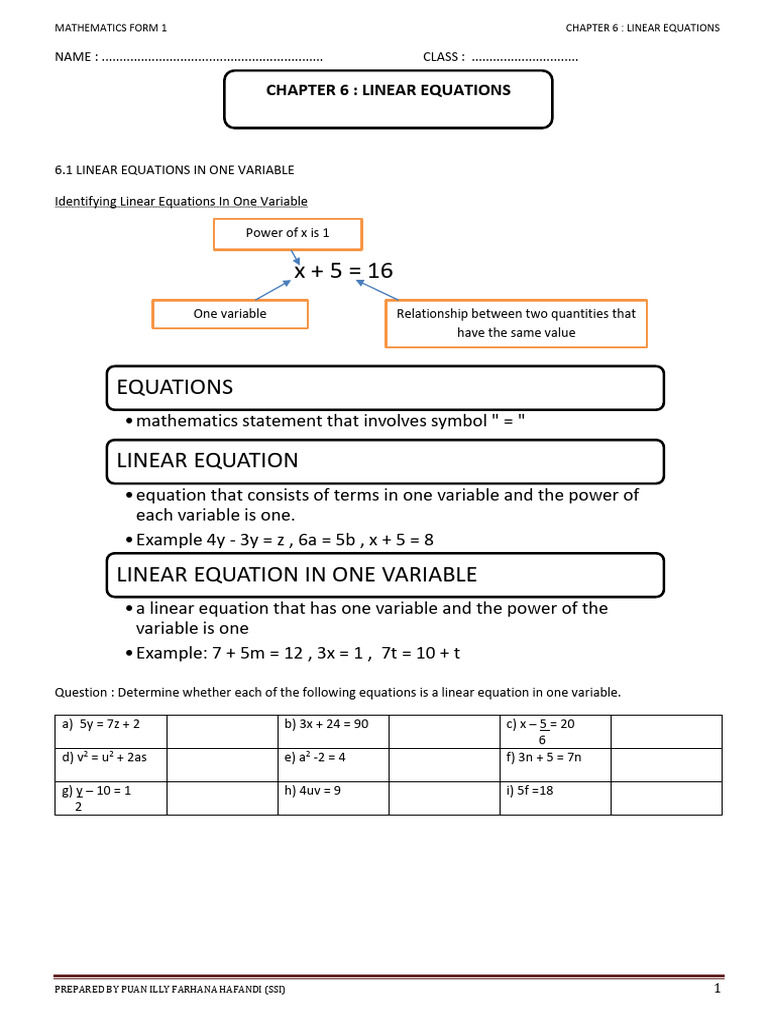 Chapter 6 Linear Equations Pdf Equations System Of Linear Equations
