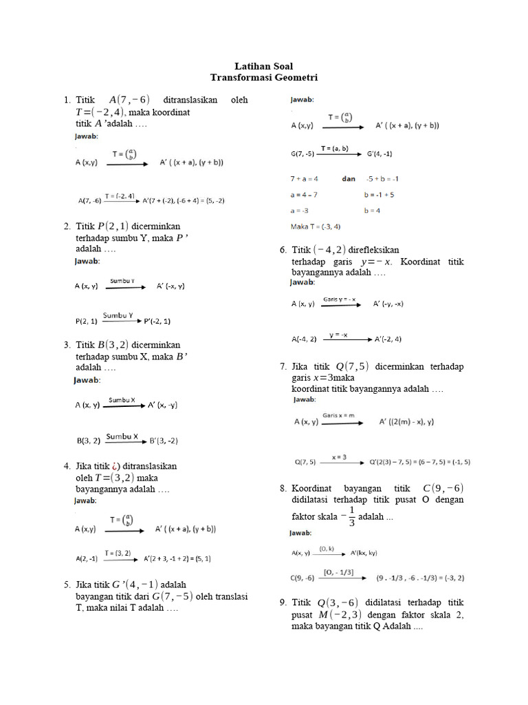 Latihan Soal Transformasi Geometri | PDF