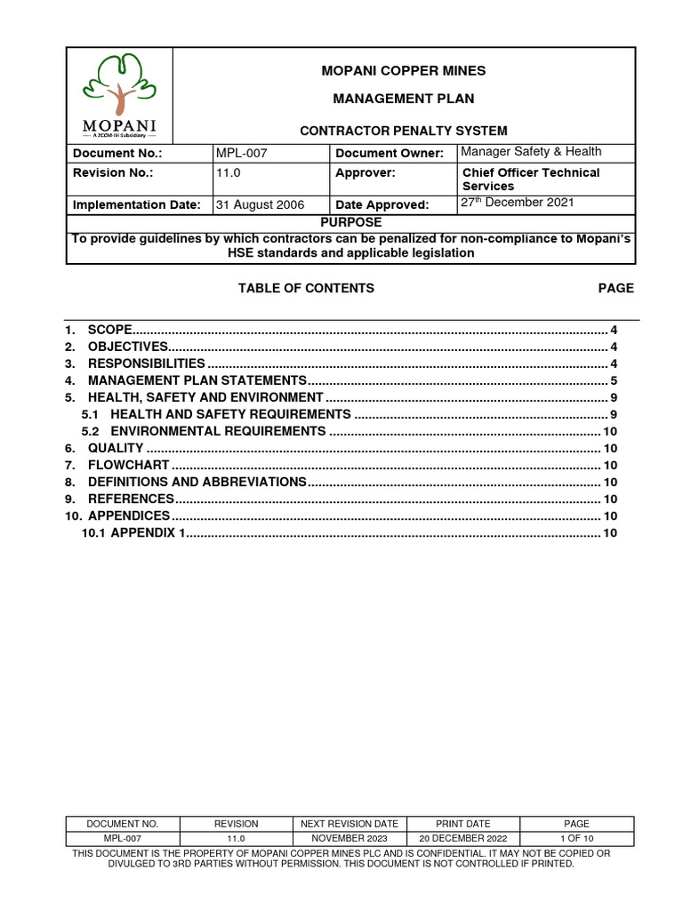 MPL-007 Contractor Penalty System | Download Free PDF | Personal ...