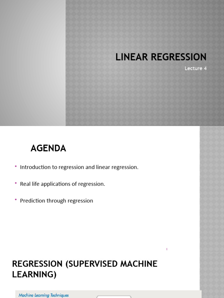 Lecture 4 Linear Regression 1 07032024 082032pm | PDF | Regression Analysis | Dependent And ...
