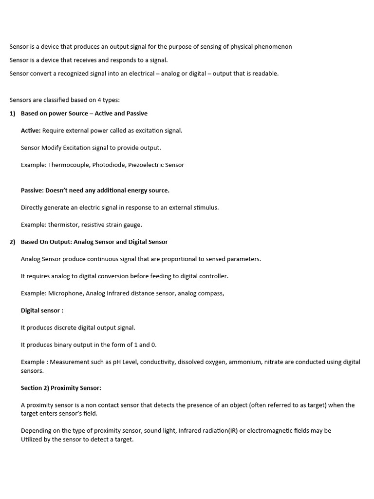 Types of Sensor Course | Download Free PDF | Sensor | Electrical Engineering