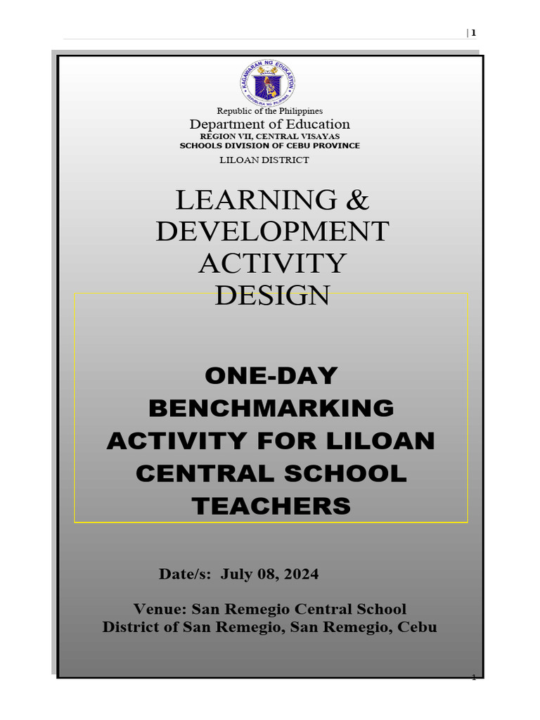 Benchmarking Activity Design For LCS Teachers | PDF | Teachers | Learning