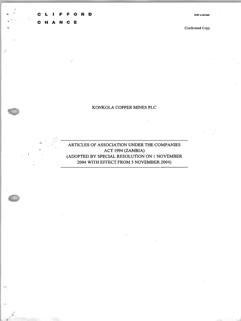 KCM Articles of Association | PDF