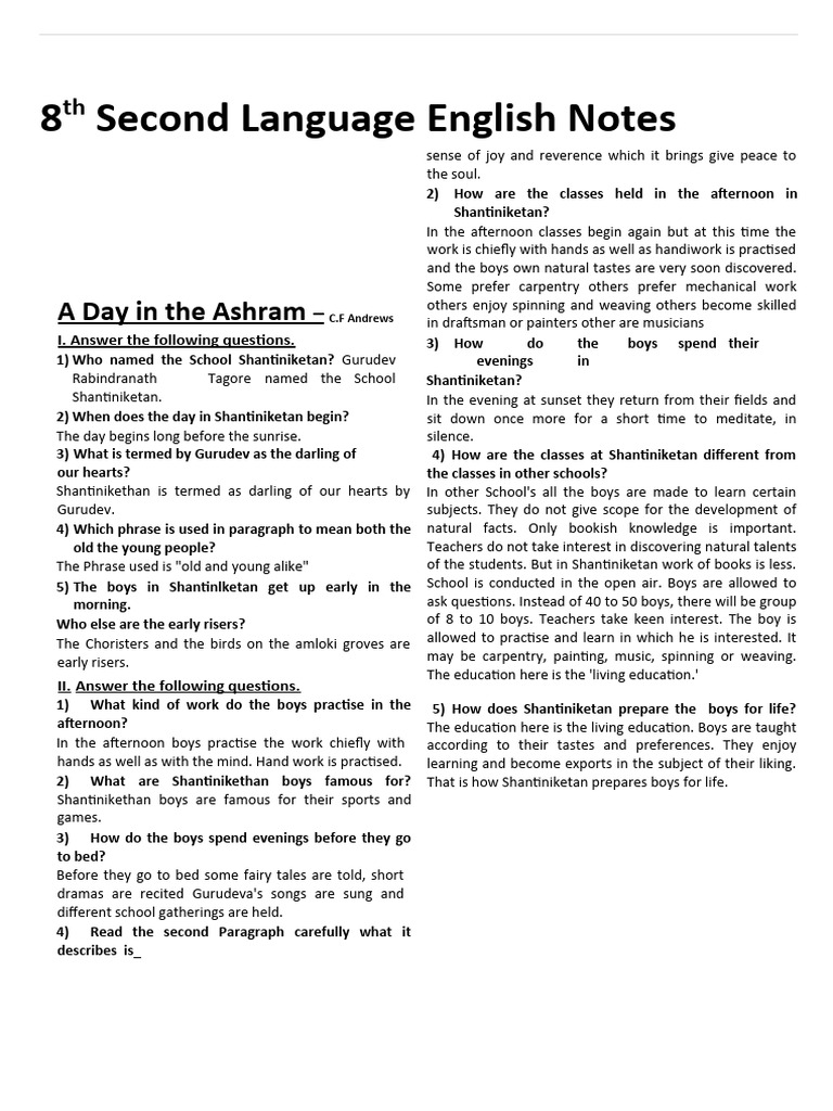 8th STD SL English Notes by Louis Lobo | Download Free PDF | Oliver ...